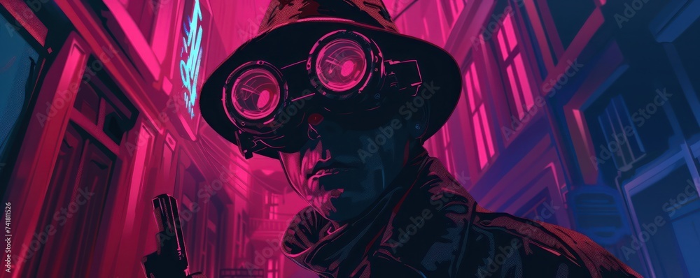 A detective in a virtual reality crime scene dusk using AI to simulate ...