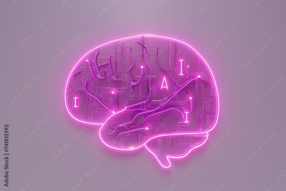 AI Brain Chip monitor. Artificial Intelligence meditation human ...