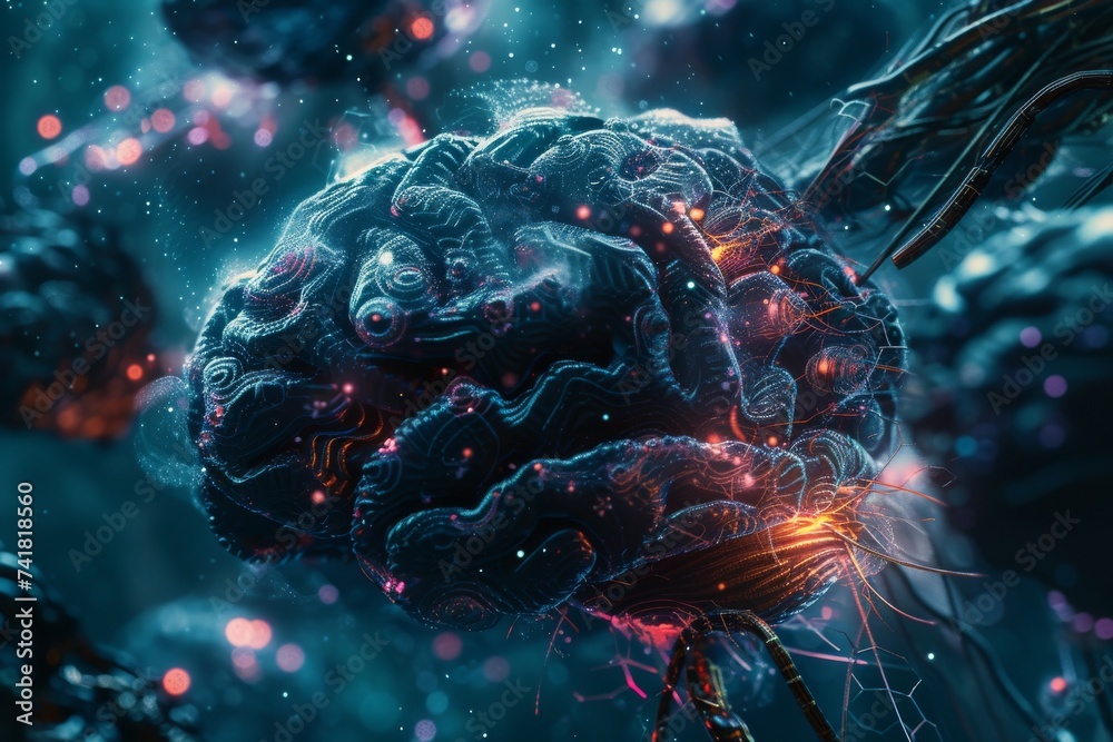 AI Brain Chip silicon on insulator. Artificial Intelligence supervised ...