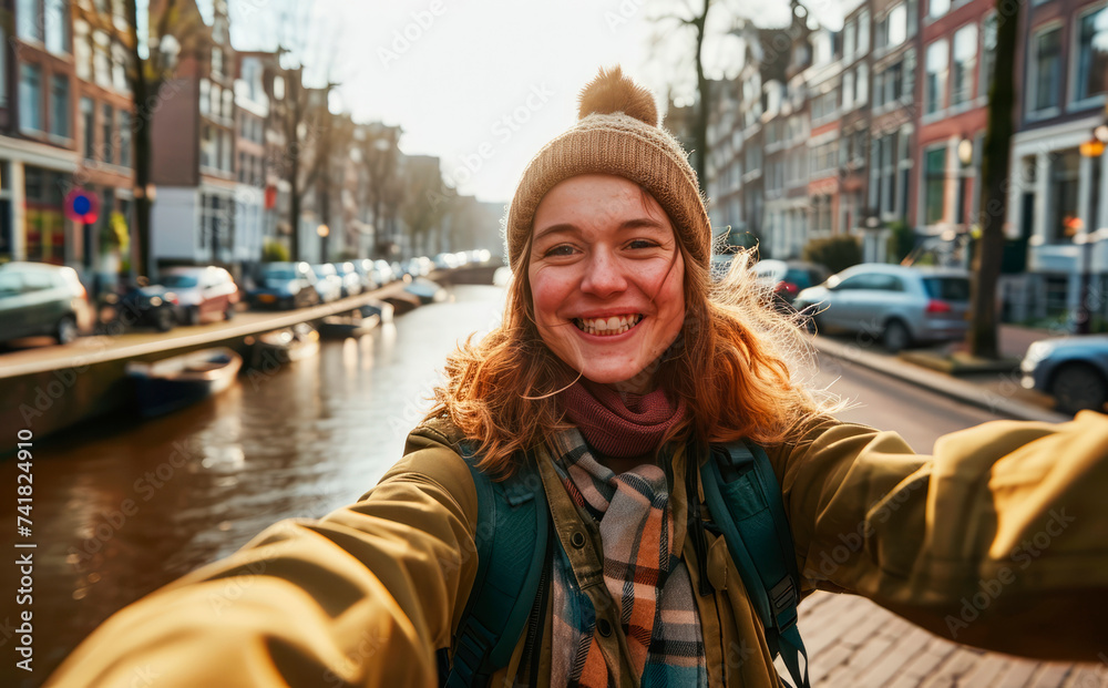 Street Style Tour in Amsterdan: Influencer Woman Embarks on a Trendy ...