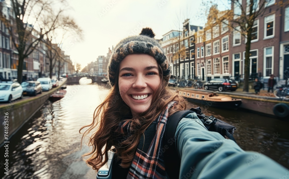 Street Style Tour in Amsterdan: Influencer Woman Embarks on a Trendy ...