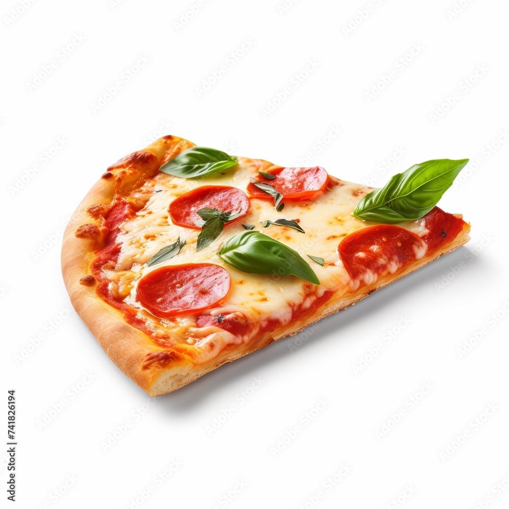 Pepperoni Pizza Slice on White Background, Pepperoni Pizza Slice ...