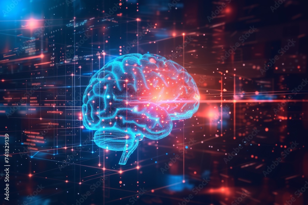 AI Brain Chip medial cingulate gyrus. Artificial Intelligence wafer ...