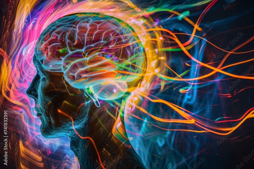 AI Brain Chip neon grape purple. Artificial Intelligence platform as a ...