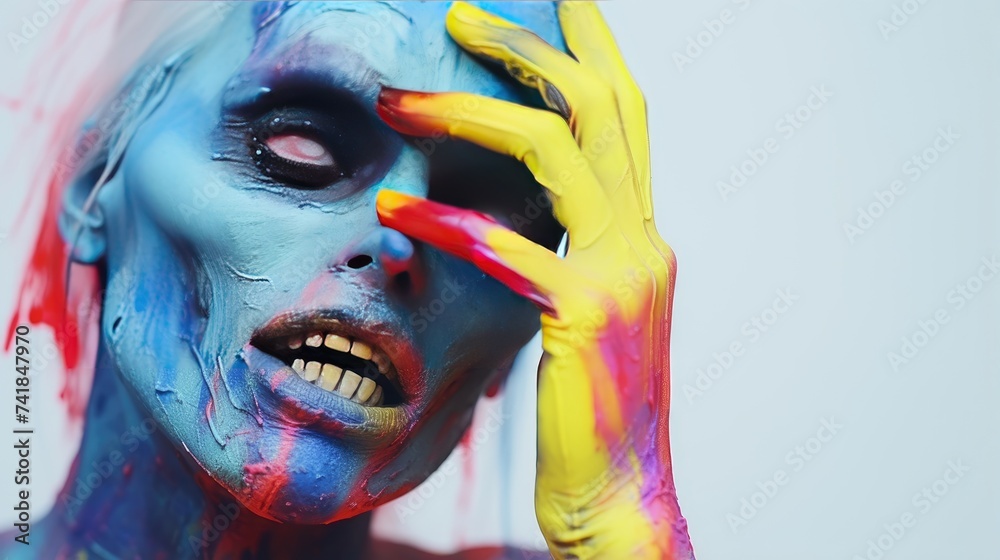 A creepy image of a dead man. Grim image of a scary undead creature ...