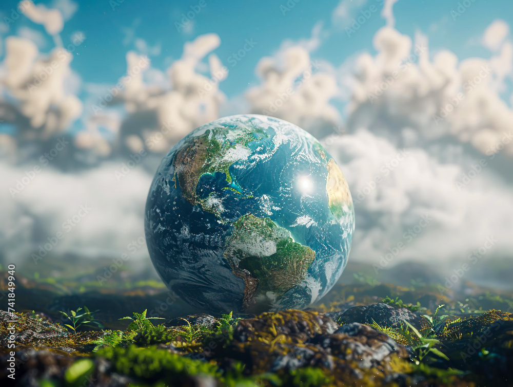 Textured Earth Render with Vivid Detail created with Generative AI ...