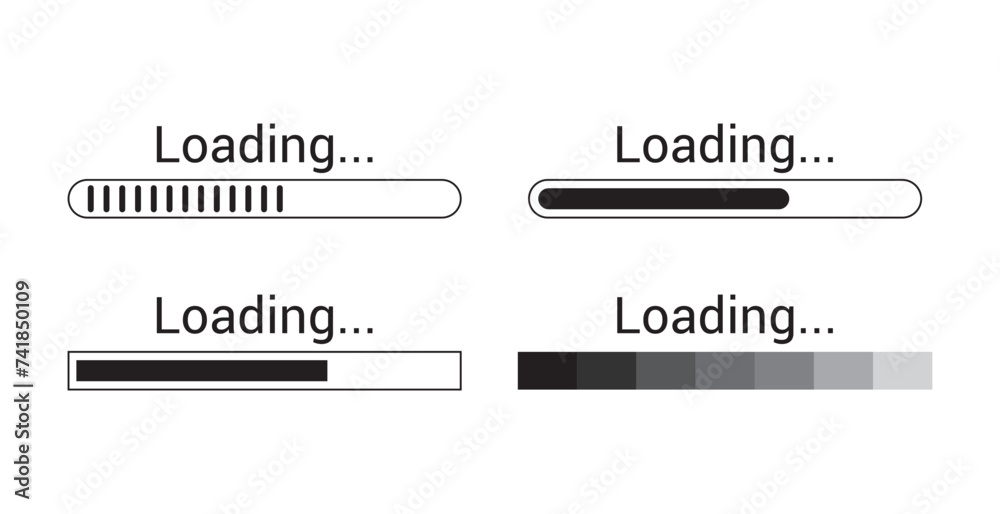 Set of loading vector icons. loading bar progress icon. Download progress. Collection Loading ...