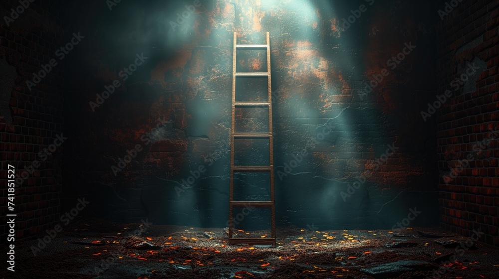 Ladder of Achievement: A ladder leaning against a brick wall with a ...