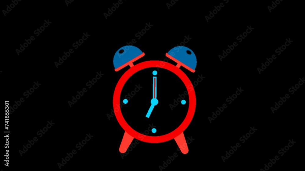 Animated alarm clock in 4K. Traditional twin bell timepiece. Full-sized ...