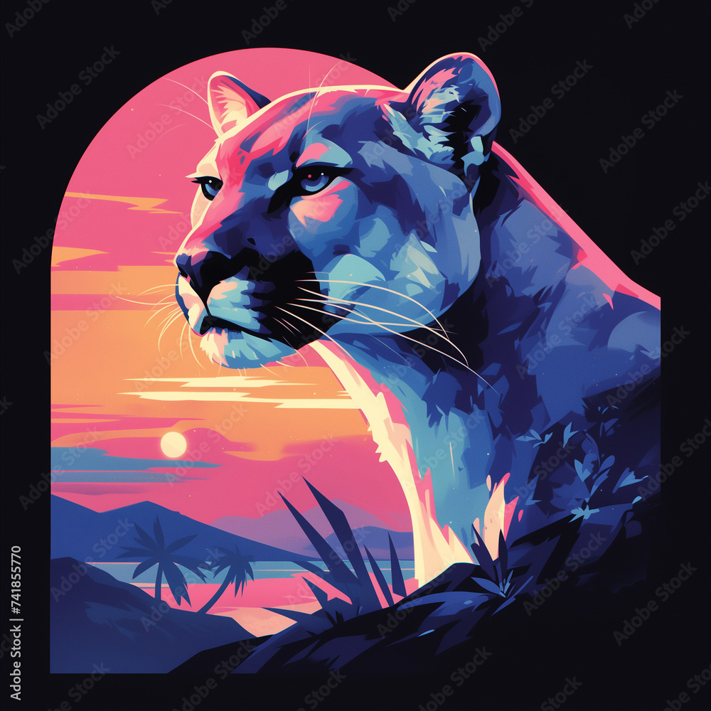 Puma badge for t-shirt design. Mountain leopard concept poster ...