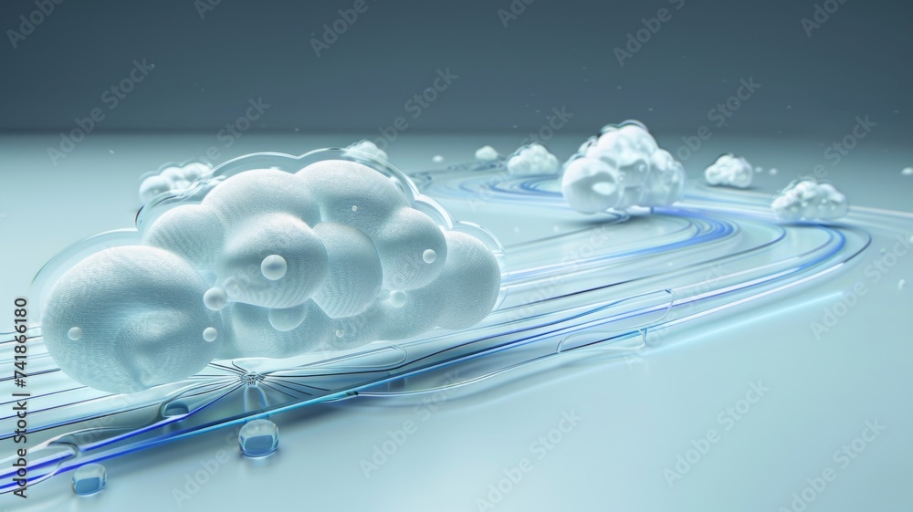 Cloud Computing Connectivity Render 3d Visualization Of Cloud Computing Infrastructure With