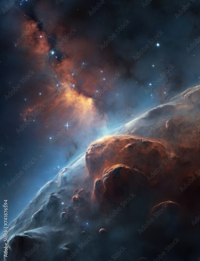 Celestial backdrop with a nebula and starfield. Illustration crafted ...