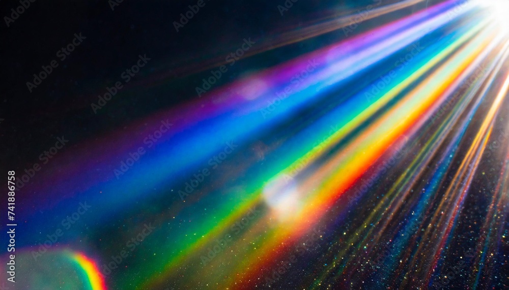 rainbow light effect from sun flares on black background colorful glare ...