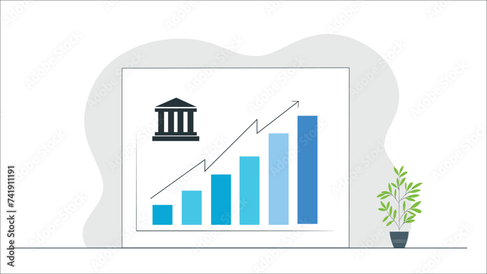 Modern design graph with columns and arrow business steps to success ...