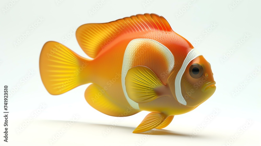 A vibrant and eye-catching 3D rendered fish icon, perfect for adding a ...