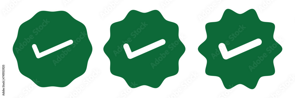 green Checkmark sign. Verified symbol. Approval done element collection ...
