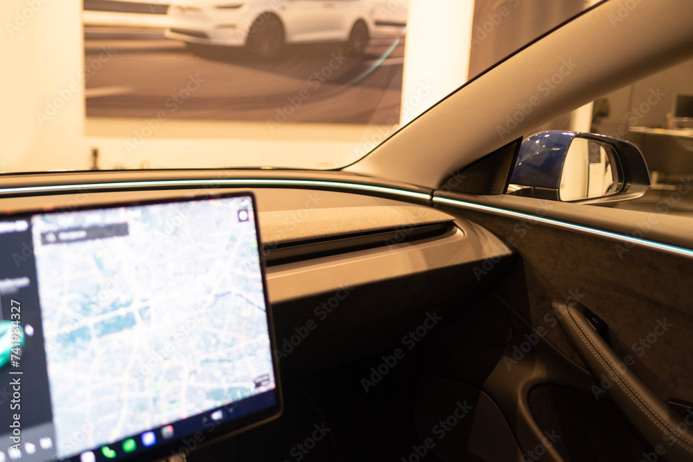 electronic display Tesla Model 3 Highland facelift electric car ...