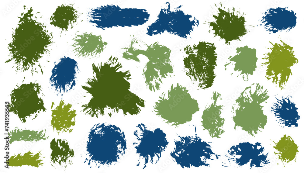 Acrylic sketch daub vector set. Hand drawn smudge blotch sumie elements ...