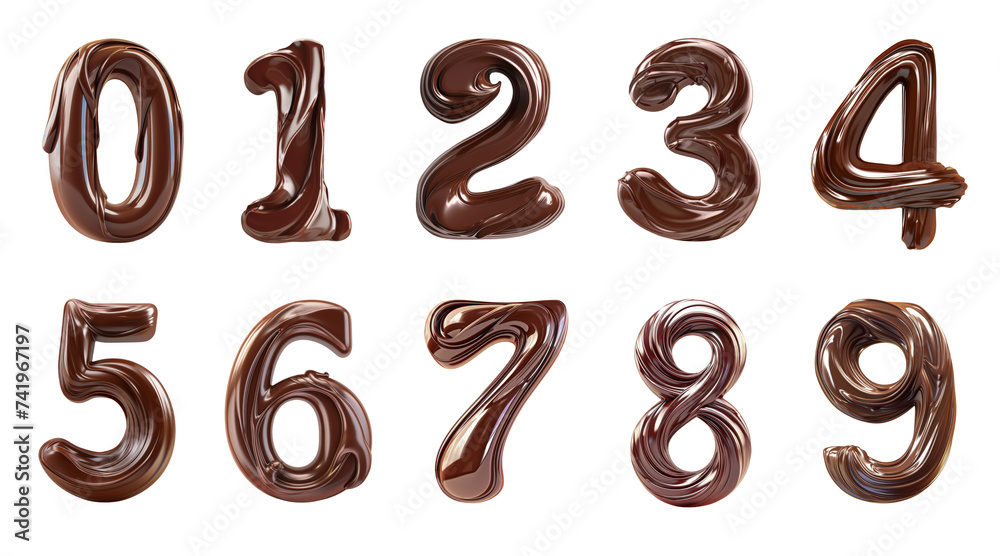 Chocolate Numbers Isolated on White and Png Transparent Background ...