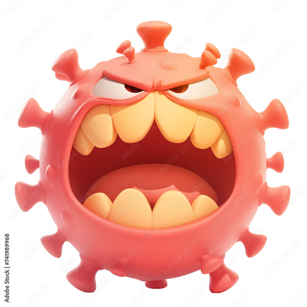 Isolated 3d cartoon bacteria, funny angry virus, cute microorganism on ...