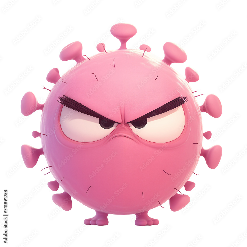 Isolated 3d cartoon bacteria, funny angry virus, cute microorganism on ...