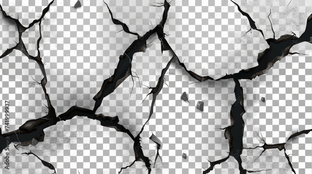 Vector illustration showing ground cracks from an earthquake, isolated ...