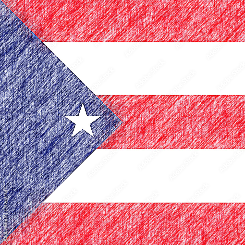 Puerto Rico flag pencil painting picture. Puerto Rican emblem shaded ...