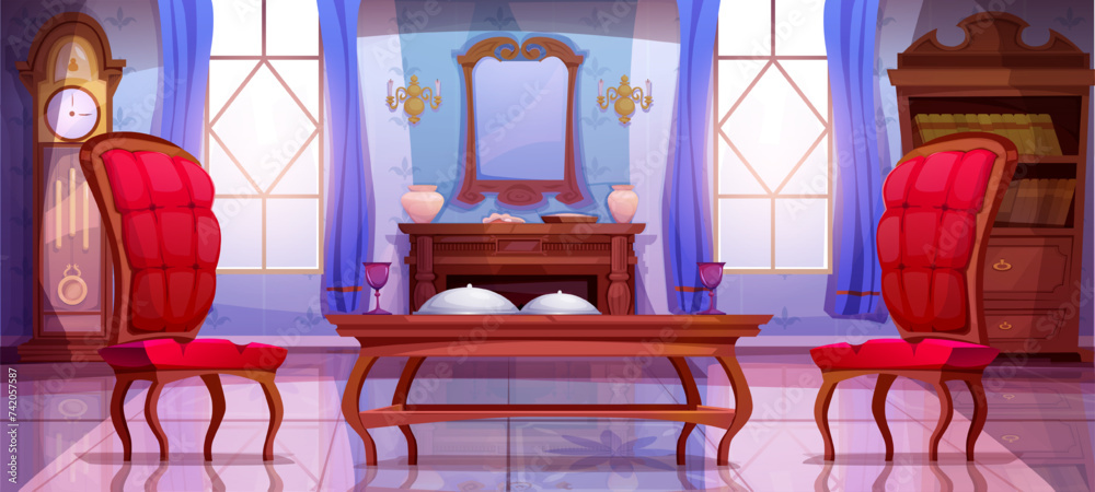 Living room interior in Victorian style. Vintage lounge area with ...