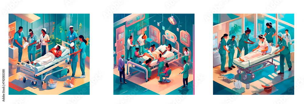 Hospital teamwork illustration set, image transparent background Stock ...