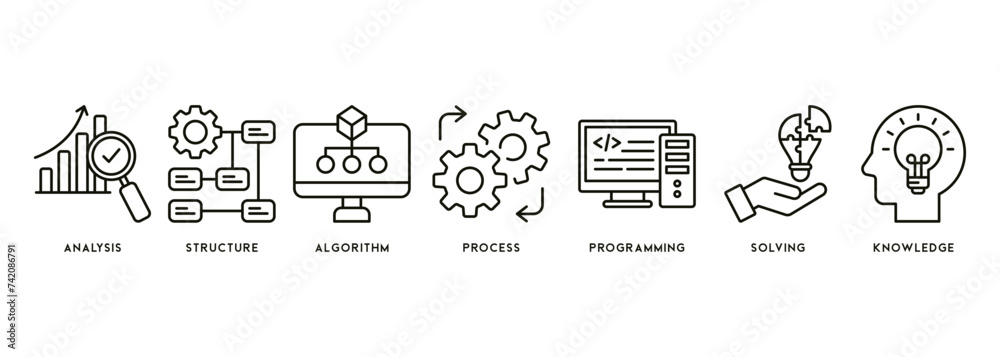 Banner Data science concept with English keywords and icon of analysis ...