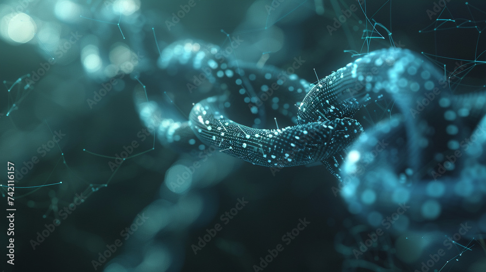 A mesmerizing scene depicting a chain of interconnecting nodes made ...