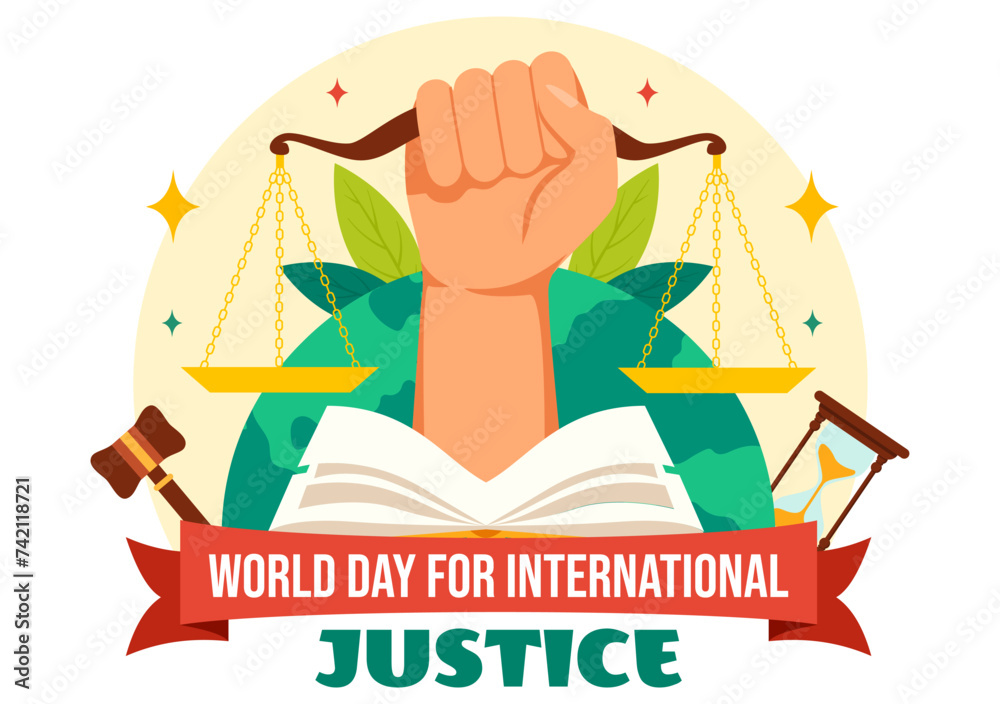 Vetor de World Day of Social Justice Vector Illustration with Scales or ...