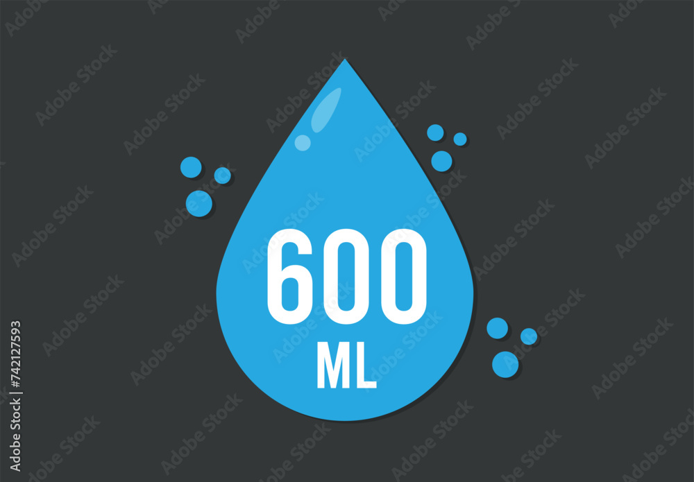 600 ml. Vector volume of 600 milliliters. Liquid drop design isolated on dark background Stock ...