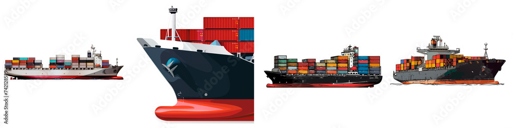 Vector Illustration of Container Ship Side View Stock Photo | Adobe Stock