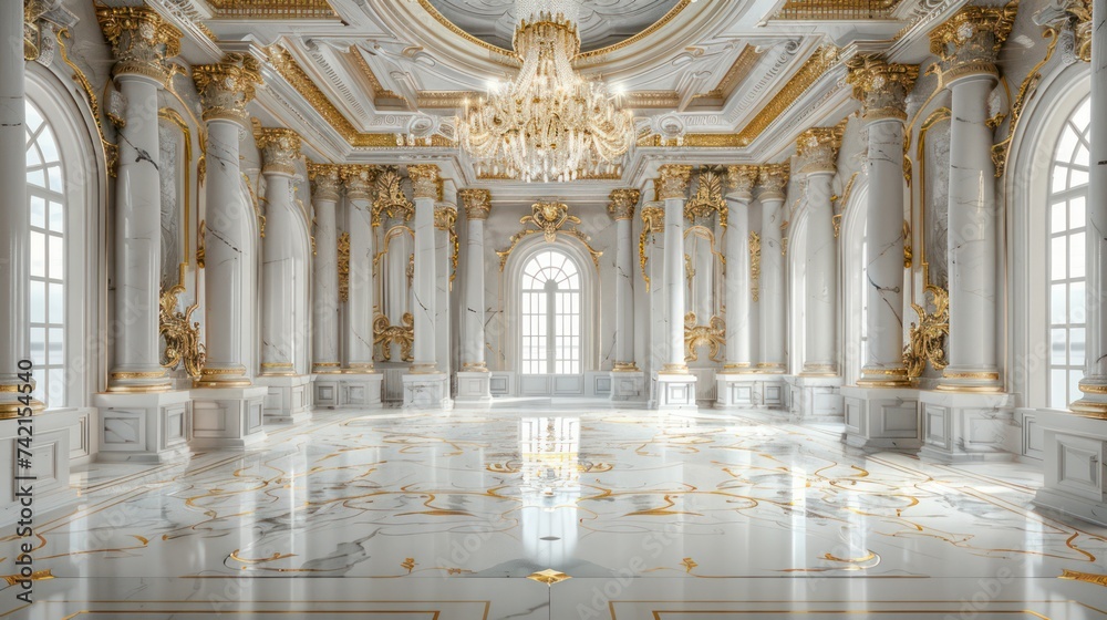 The interior of the royal palace boasts white gold marble, radiating ...
