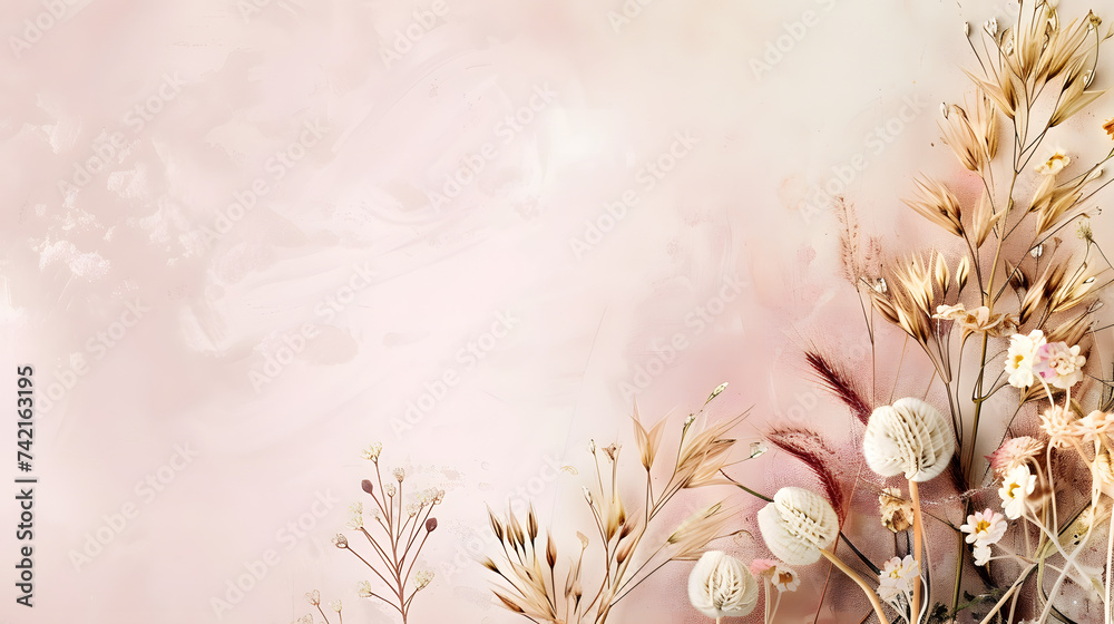 Boho style background. With neutral pastel color style and natural ...