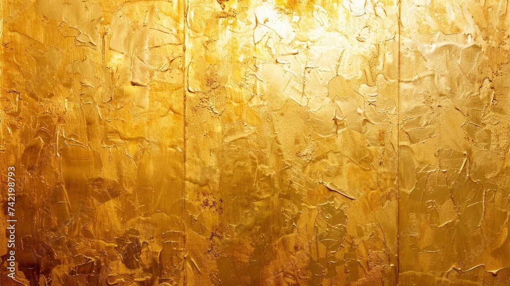 Gold wall texture background. Yellow shiny gold foil paint on wall ...