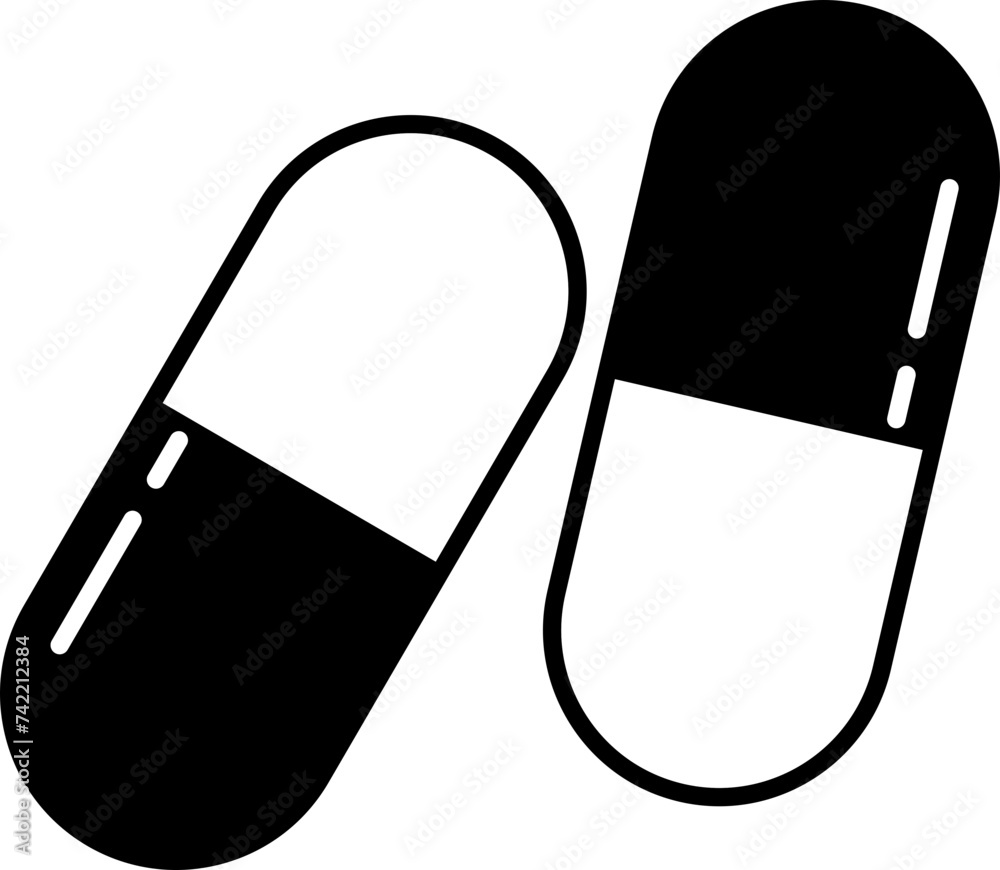 Capsule glyph Pill vector icon. Medical capsule pictogram isolated on ...