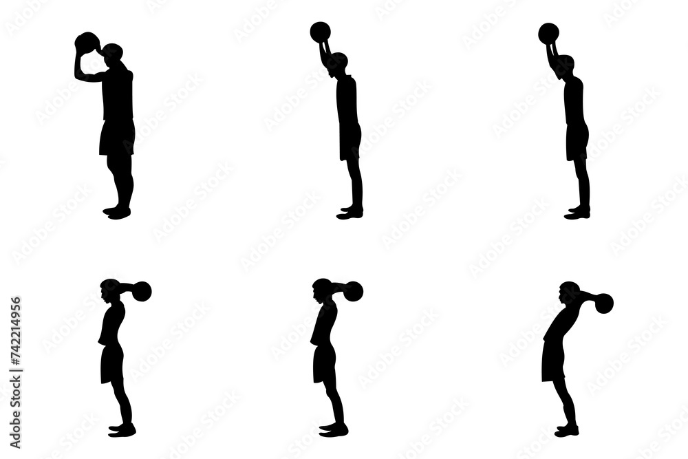 This is a vector of shillouet bundles of football players throwing in ...