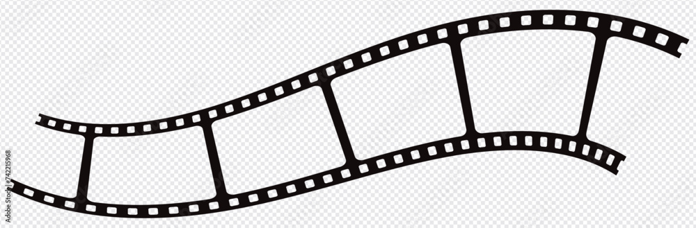 Curved film strip icon. PNG image. Roll of retro film strip on isolated ...