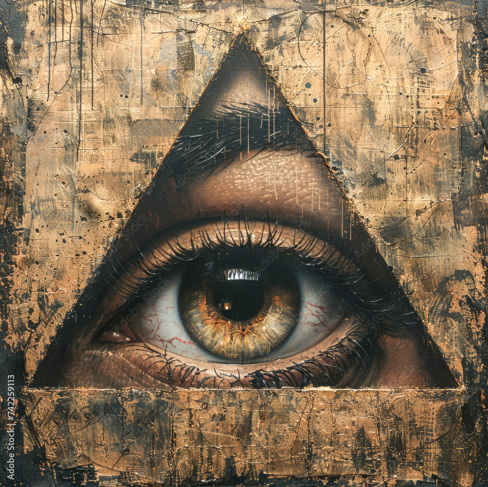 Eye of Providence inside triangle. All seeing eye in sacred geometry ...