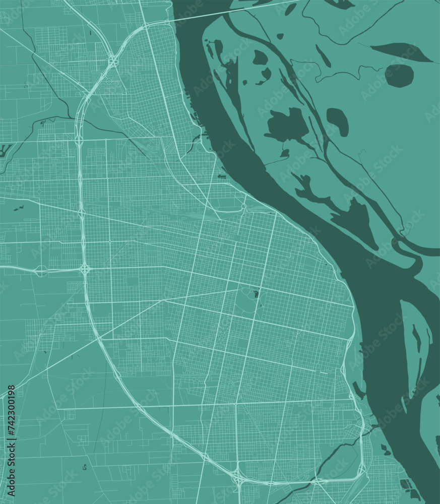 Green Rosario map, Argentina, detailed municipality map, skyline ...