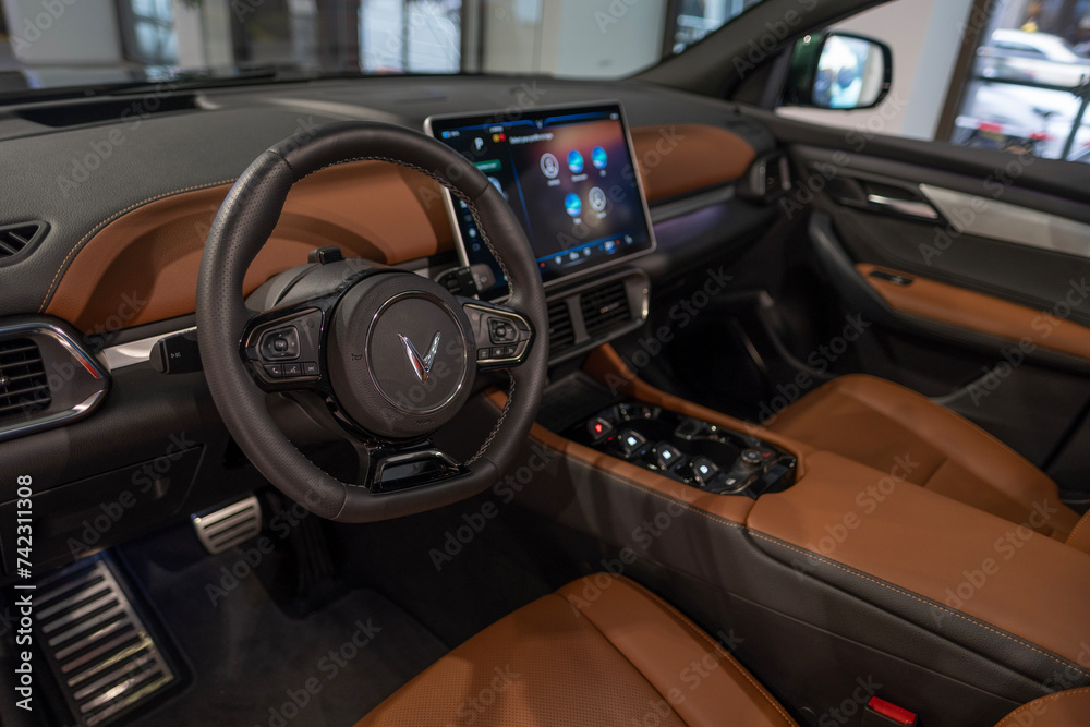 steering wheel, display, Interior, cockpit Vinfast vf 8 electric ...
