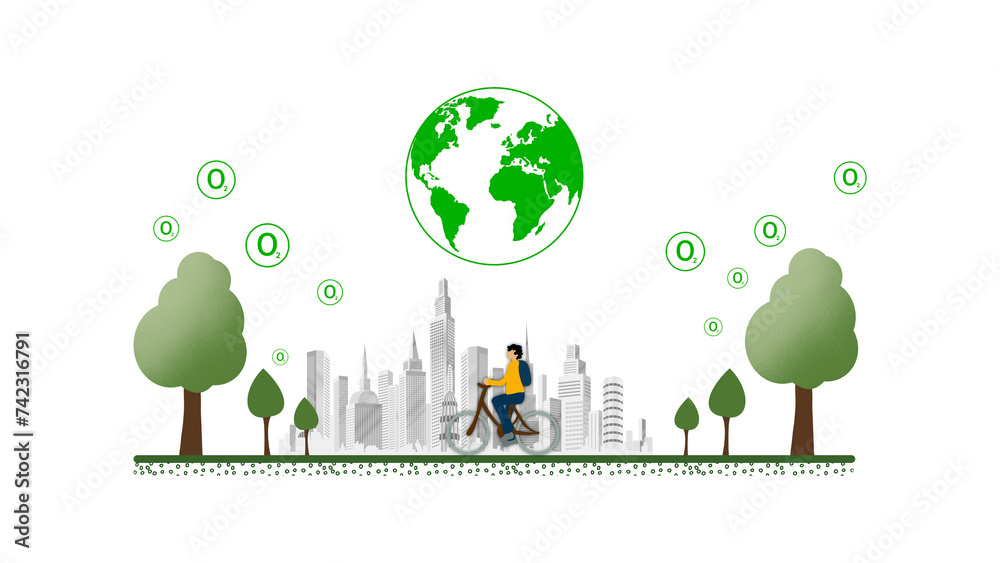 city to add oxygen to the city, concept of save the earth and ...