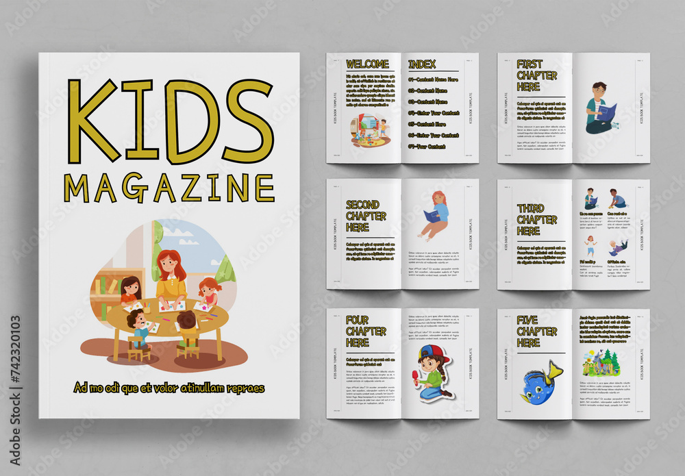 Kids Magazine Template Design Layout Stock Template | Adobe Stock
