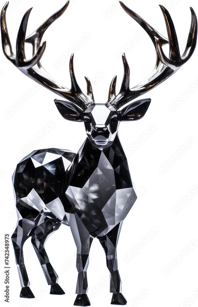 black deer,black crystal shape of deer,deer made of crystal diamond gem ...