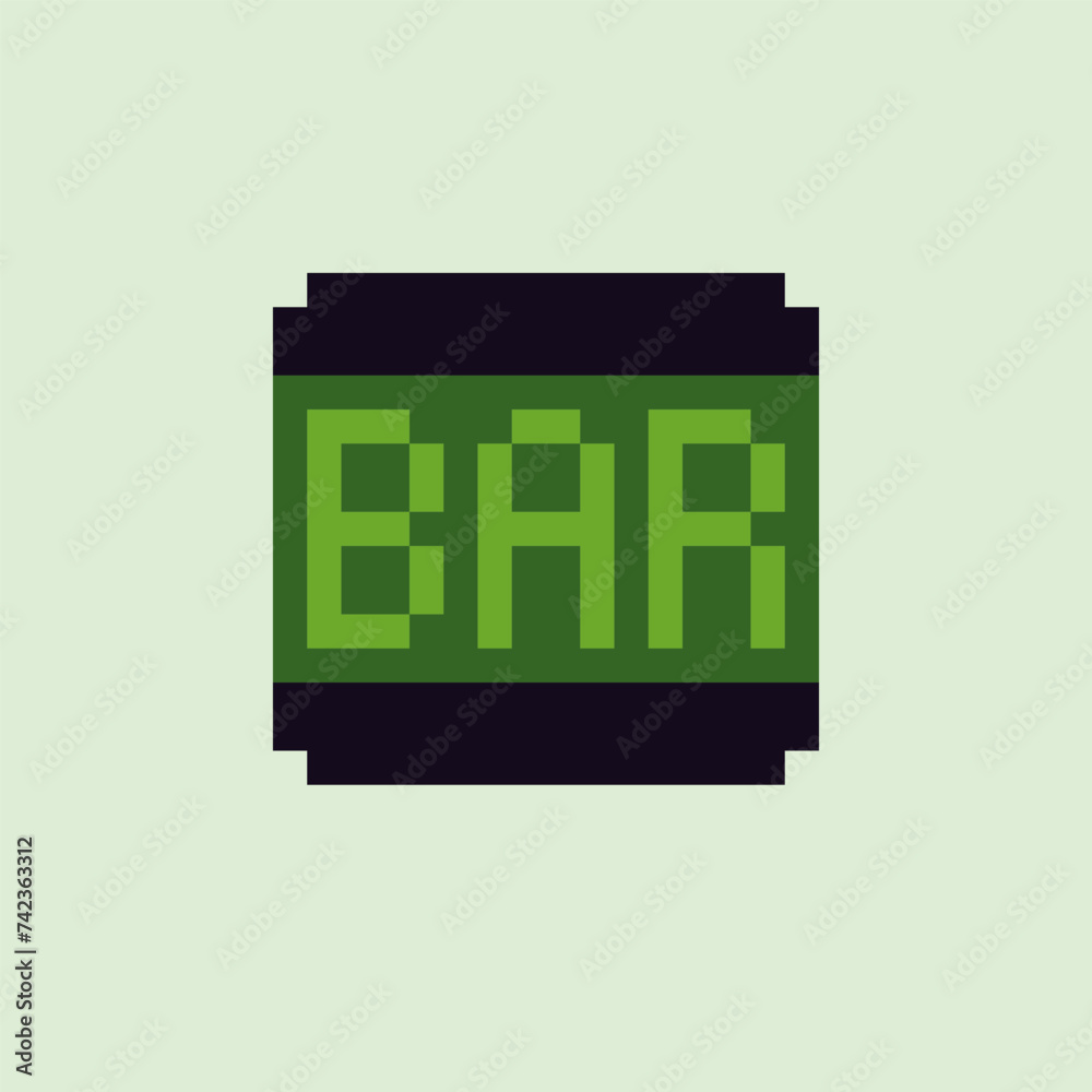 Vetor de Bar signboard, pixel art 80s style icons set, isolated vector ...