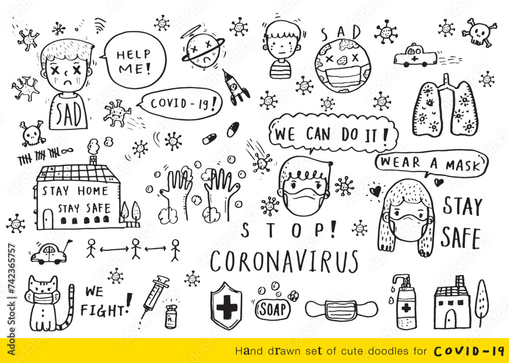 Vector illustration fight covid-19 corona virus, prevention washing ...