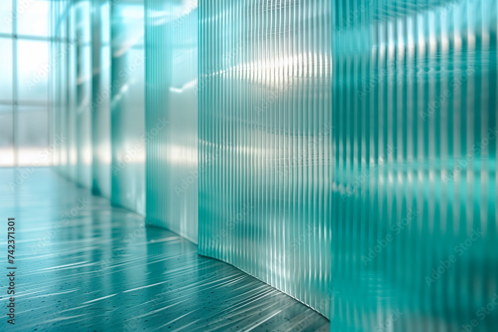 Blue fluted glass background, fluted, texture in interior Stock Photo ...