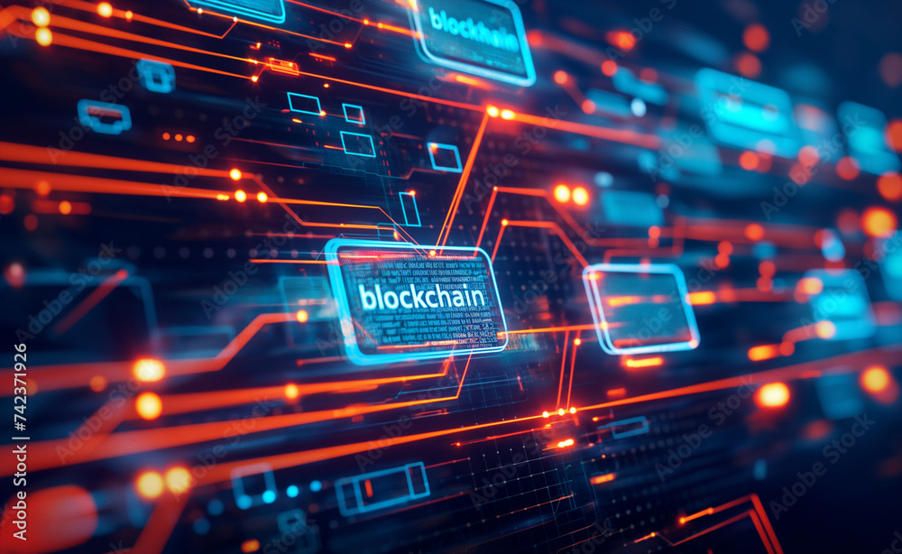 Cryptographic Foundations: Blockchain Banner with Proof of Work and Staking Validation Blocks ...